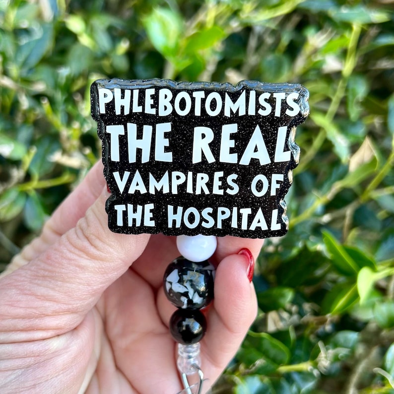 Plebotomsts the Real Vampires Badge Reel, Sarcastic Badge Holder, Funny ...