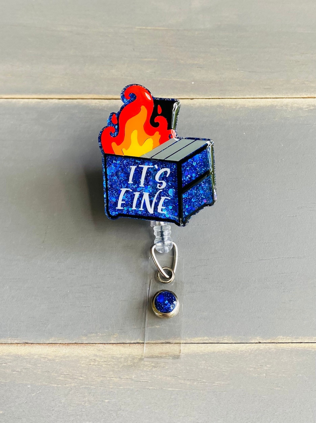 Dumpster Fire Badge Reel Its Fine Badge Clip Glitter Badge - Etsy
