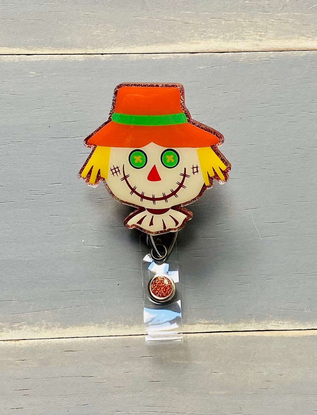 Scarecrow Badge Reel Halloween Badge Holder Scarecrow - Etsy