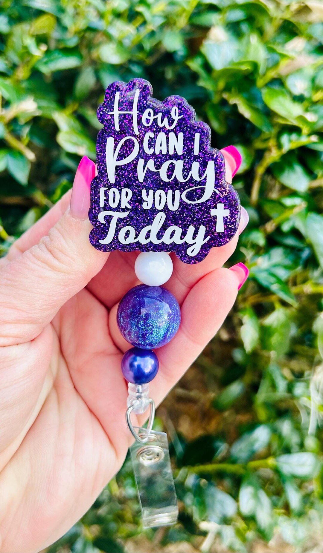 How Can I Pray for You Today Badge Reel, Cute Glitter Badge Holder ...