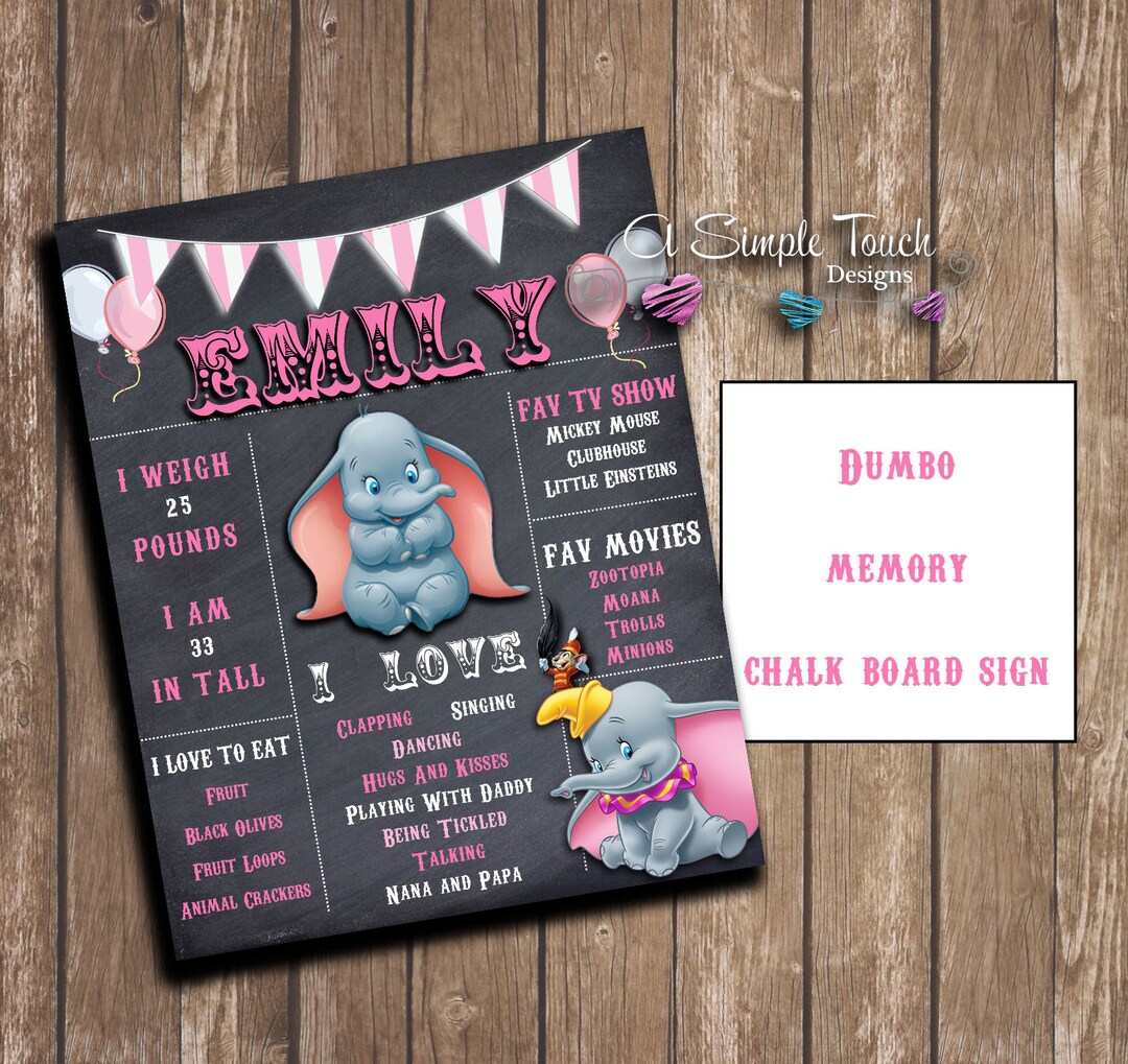 Dumbo Chalkboard Memory Sign - Etsy