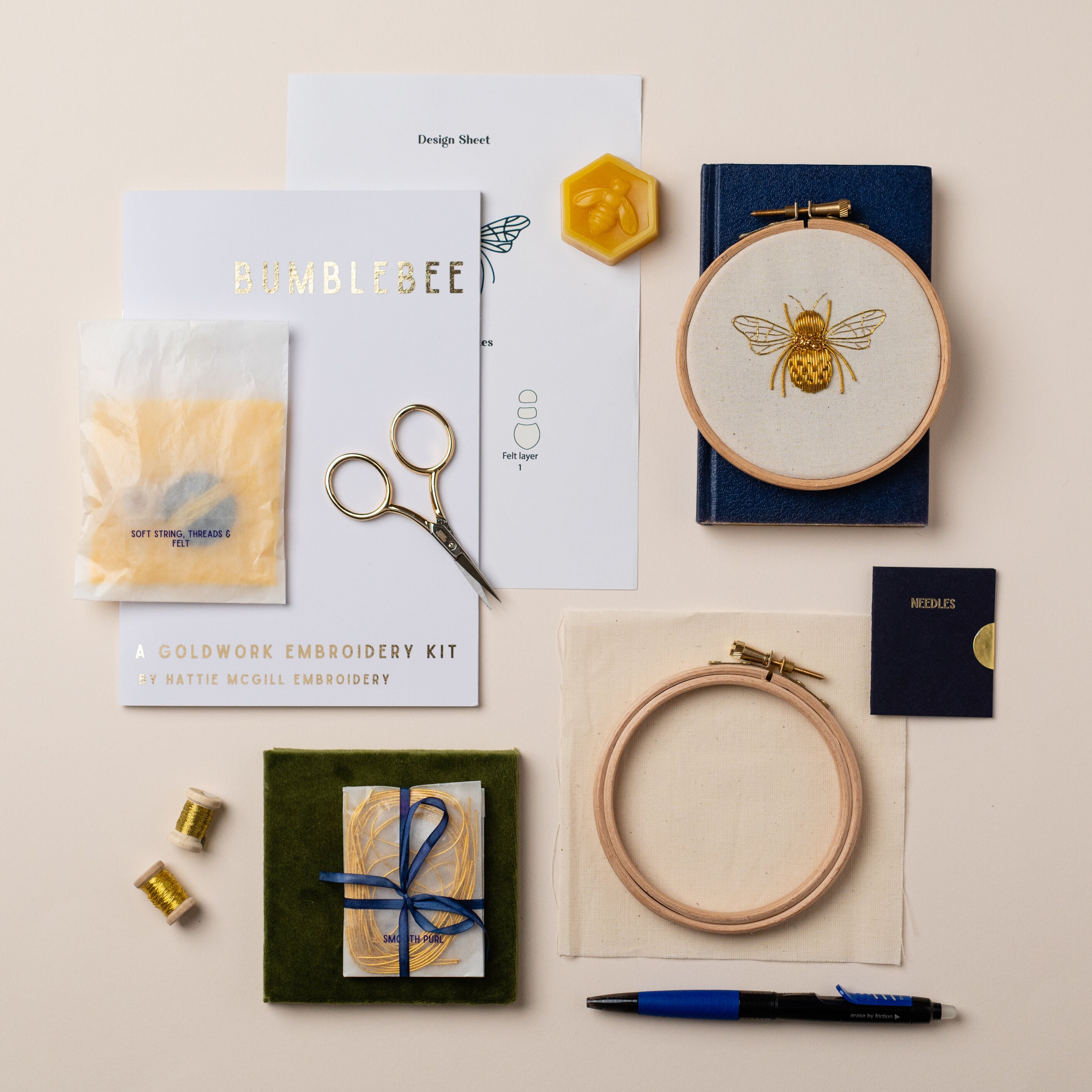 Goldwork Bumblebee Deluxe Embroidery Kit - Etsy