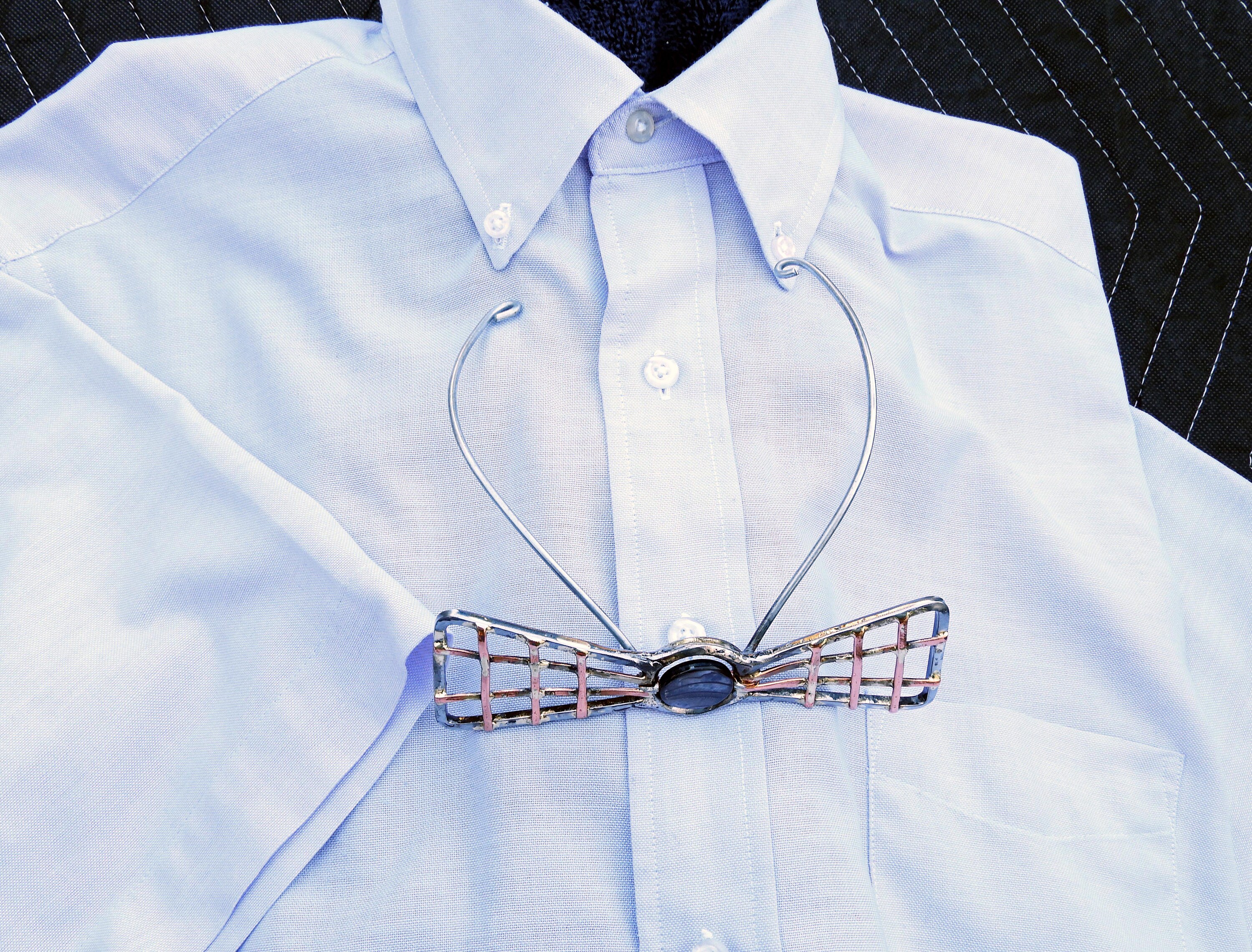 Fliege, geschmiedeter Schmuck, Metall Stahl, Kupfer, Türkis, Koralle ...