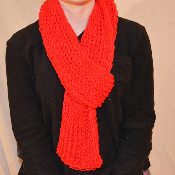 Red Knitted Scarf - Etsy