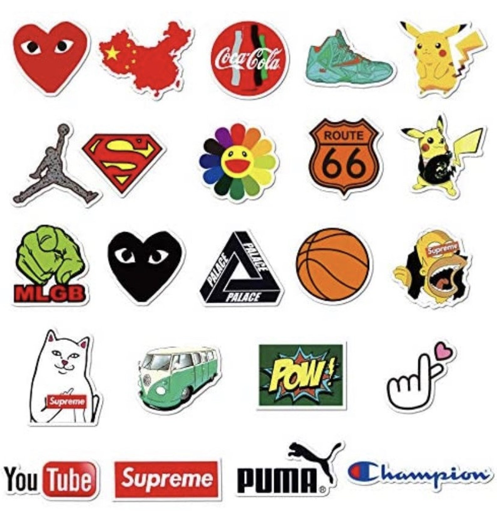 100 pcs Stickers Cool Skateboard Fashion Brand Stickers | Etsy
