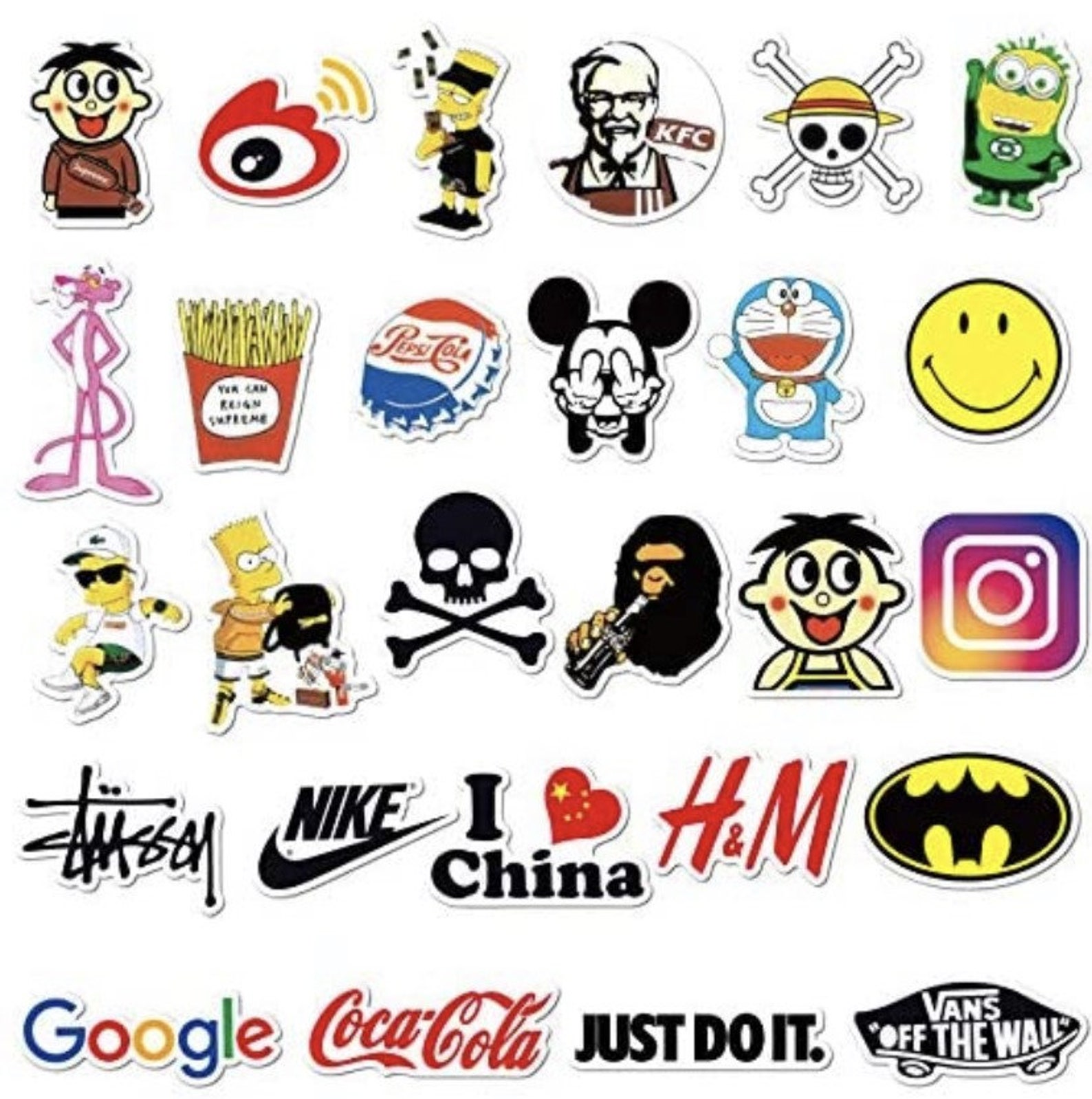 100 pcs Stickers Cool Skateboard Fashion Brand Stickers | Etsy