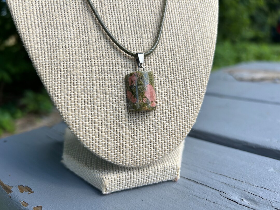 Unakite Jasper Stone Pendant, Rectangular Stone Pendant, Jasper ...