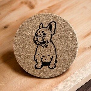 Frenchie Gift. French Bulldog Coasters, Dog Coasters, Cork Engraved ...