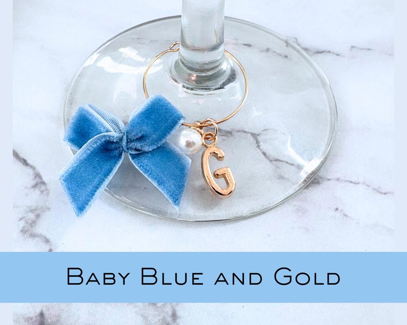 Velvet Bow Initial Wine Glass Charms | Christmas Table Decor | Place ...