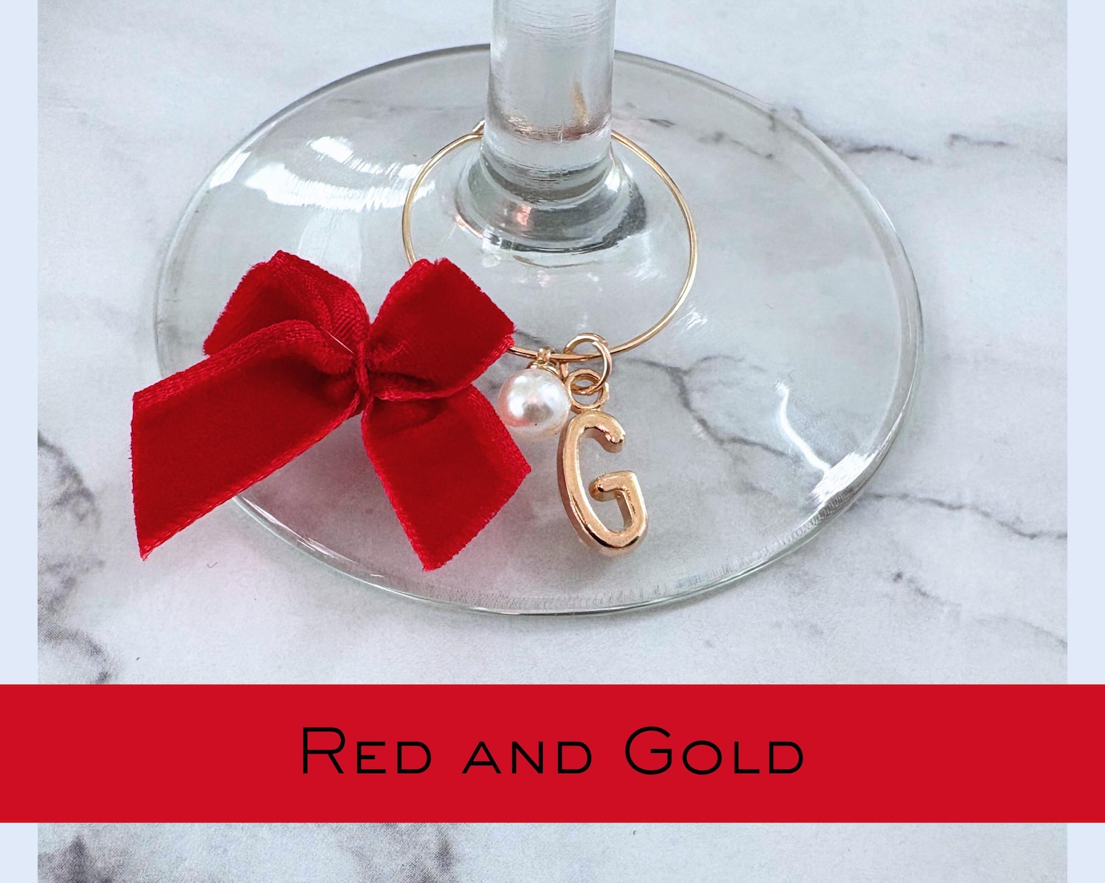 Velvet Bow Initial Wine Glass Charms | Christmas Table Decor | Place ...