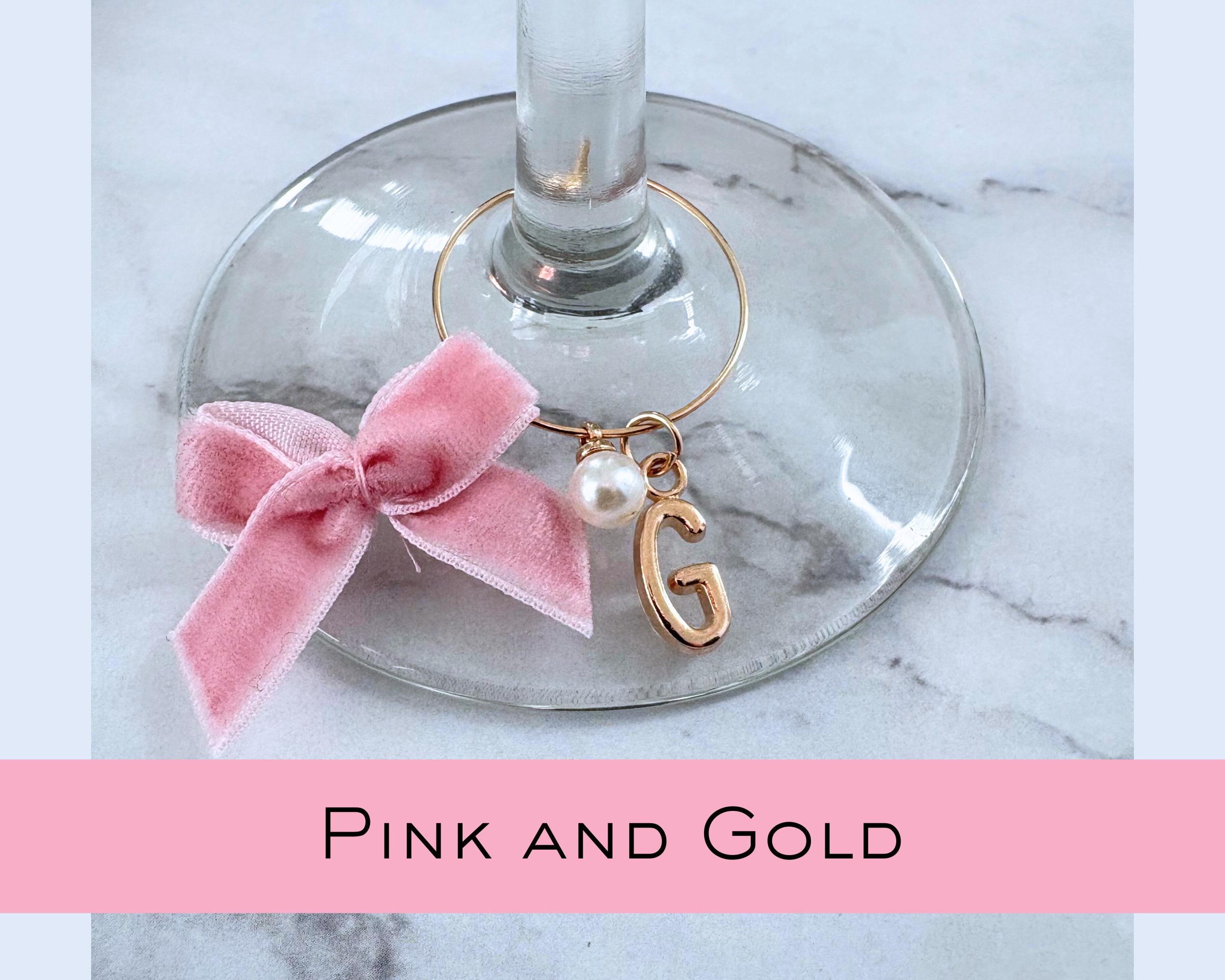 Velvet Bow Initial Wine Glass Charms | Christmas Table Decor | Place ...