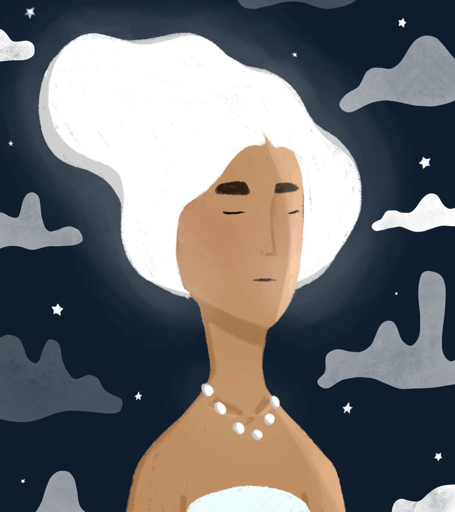 Cloud goddess giclée art print art postcard room decor | Etsy