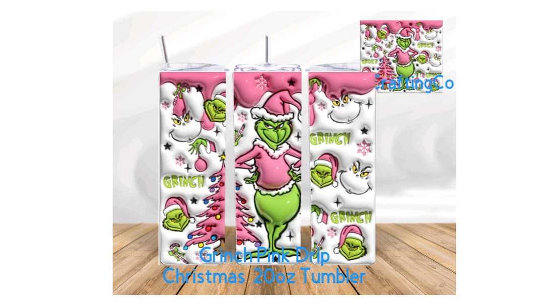 Grinch Pink Drip Inflated Christmas 20oz Tumbler - Etsy