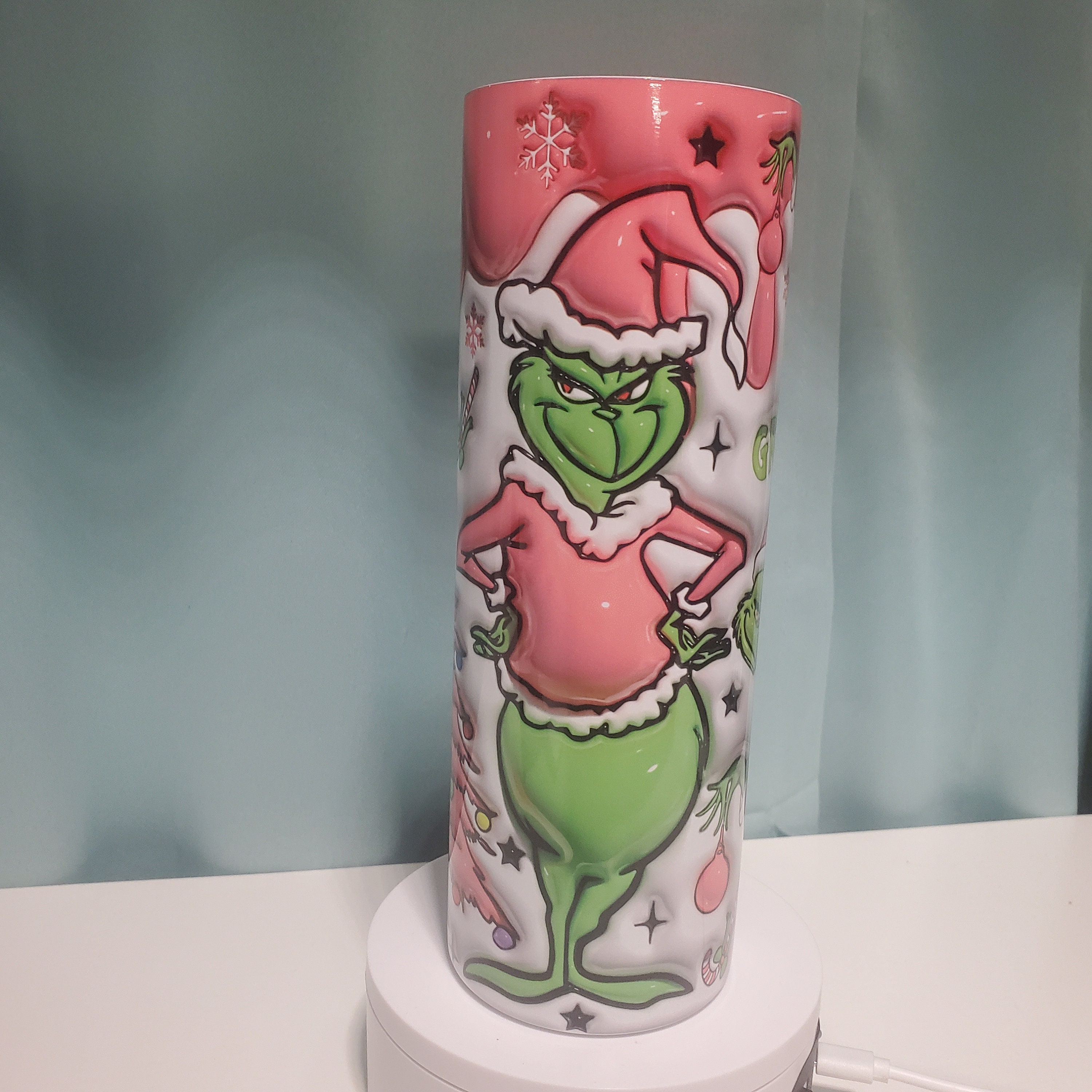 Grinch Pink Drip Inflated Christmas 20oz Tumbler - Etsy