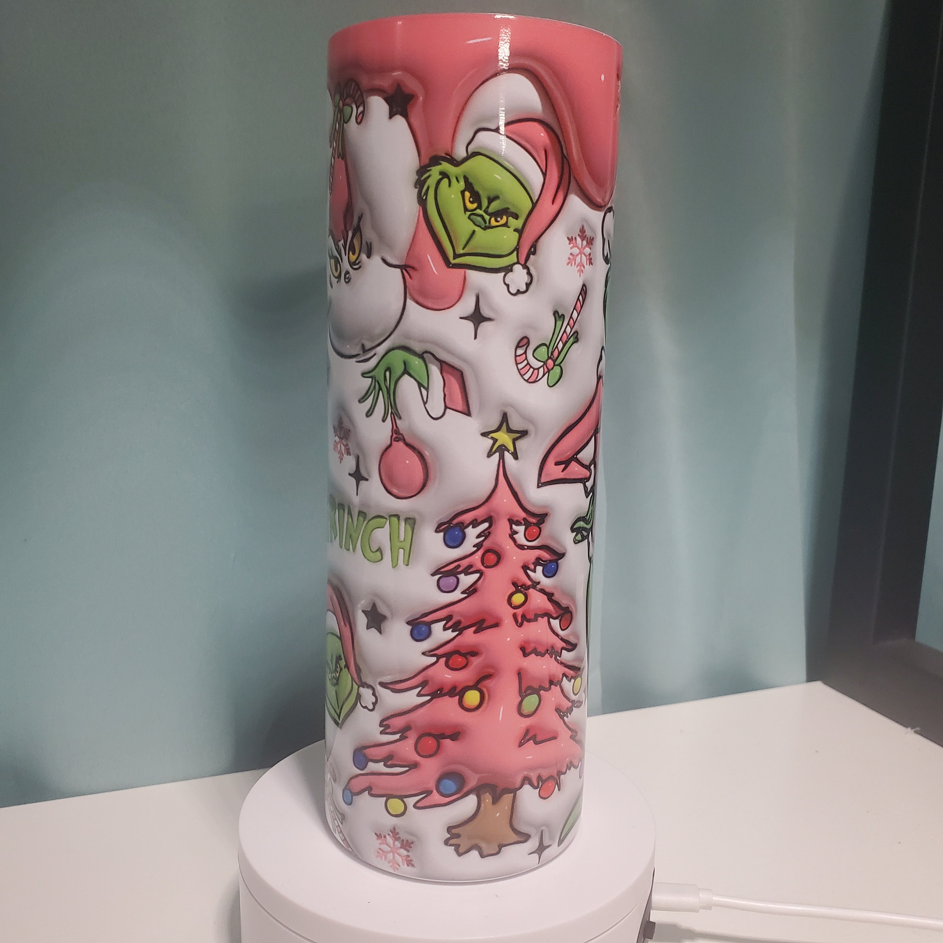 Grinch Pink Drip Inflated Christmas 20oz Tumbler - Etsy