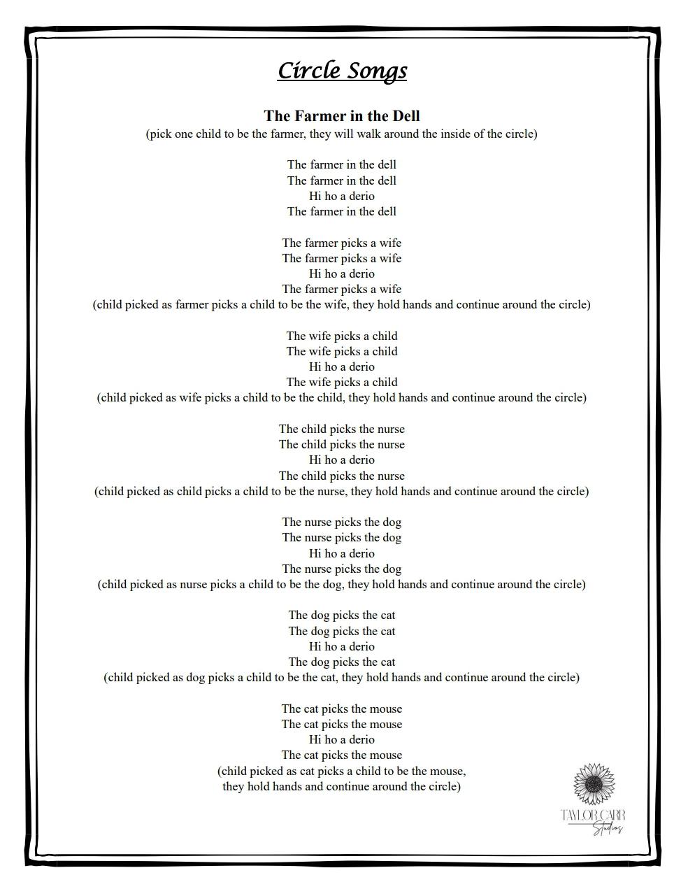 Circle Time Songs for Toddlers Preschoolers Fingerplays Action Songs ...