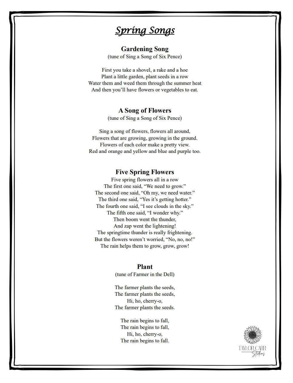 Spring Seasons Flowers Rain Toddler Preschooler Circle Time Sing a Long ...