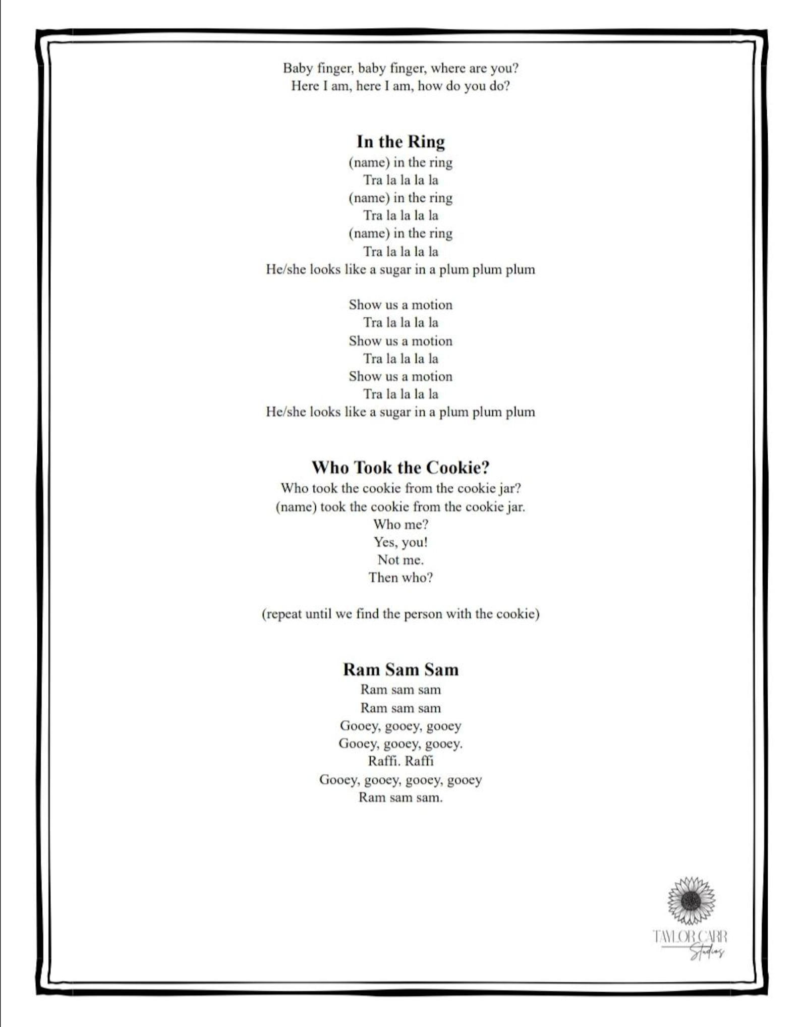 Circle Time Songs for Toddlers Preschoolers Fingerplays Action Songs ...