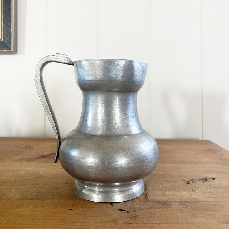 Antique Pewter Pitcher British Bulbous Pint Measure - Etsy