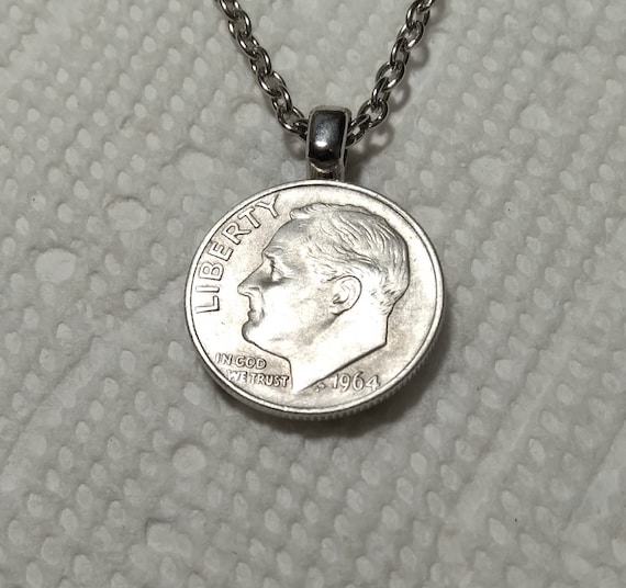 Silver 1946 to 1964 US Dime Necklace President Roosevelt and | Etsy