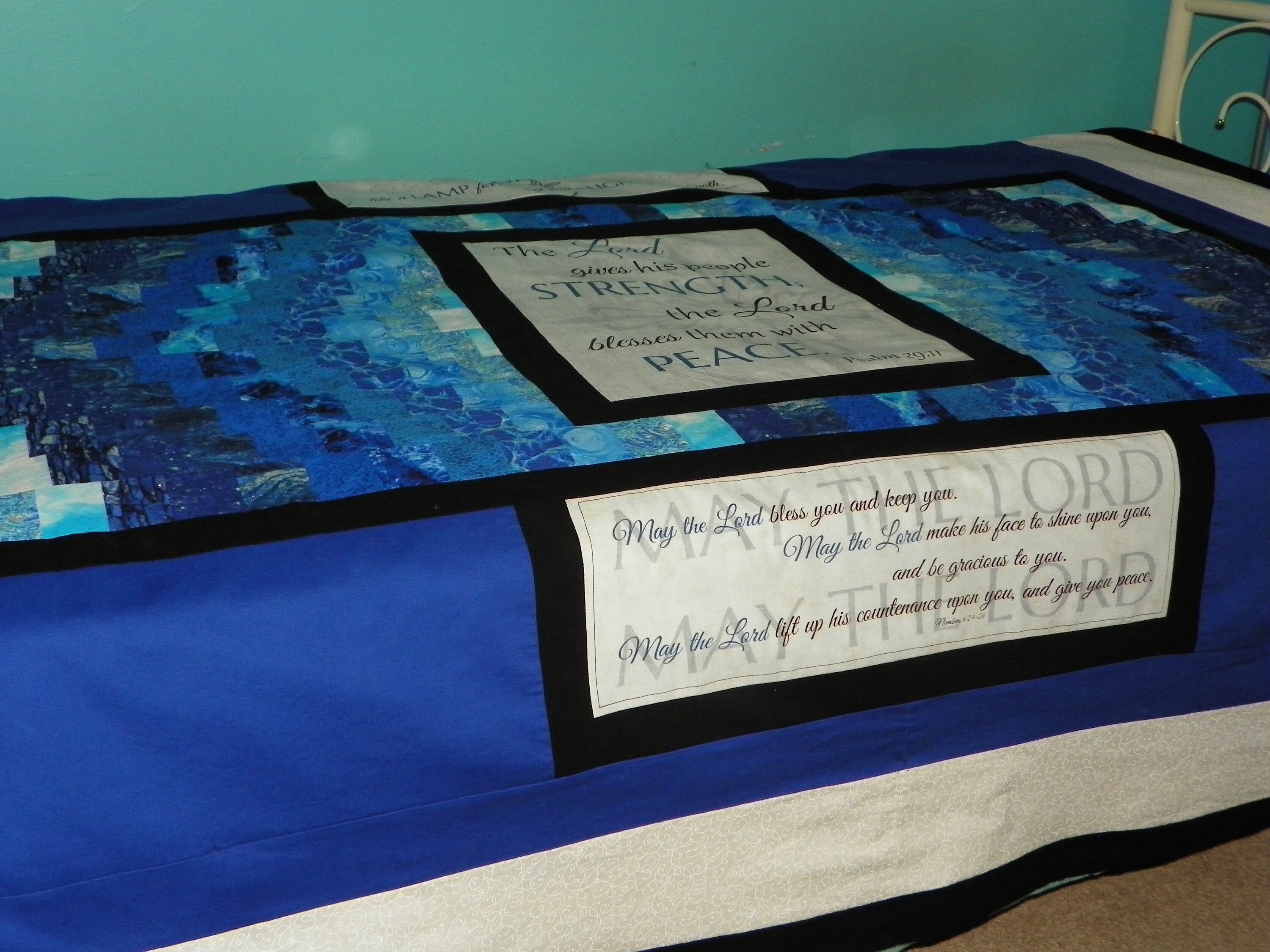 Christian Themed Homemade Quilt Bible Verses Blue Patchwork - Etsy