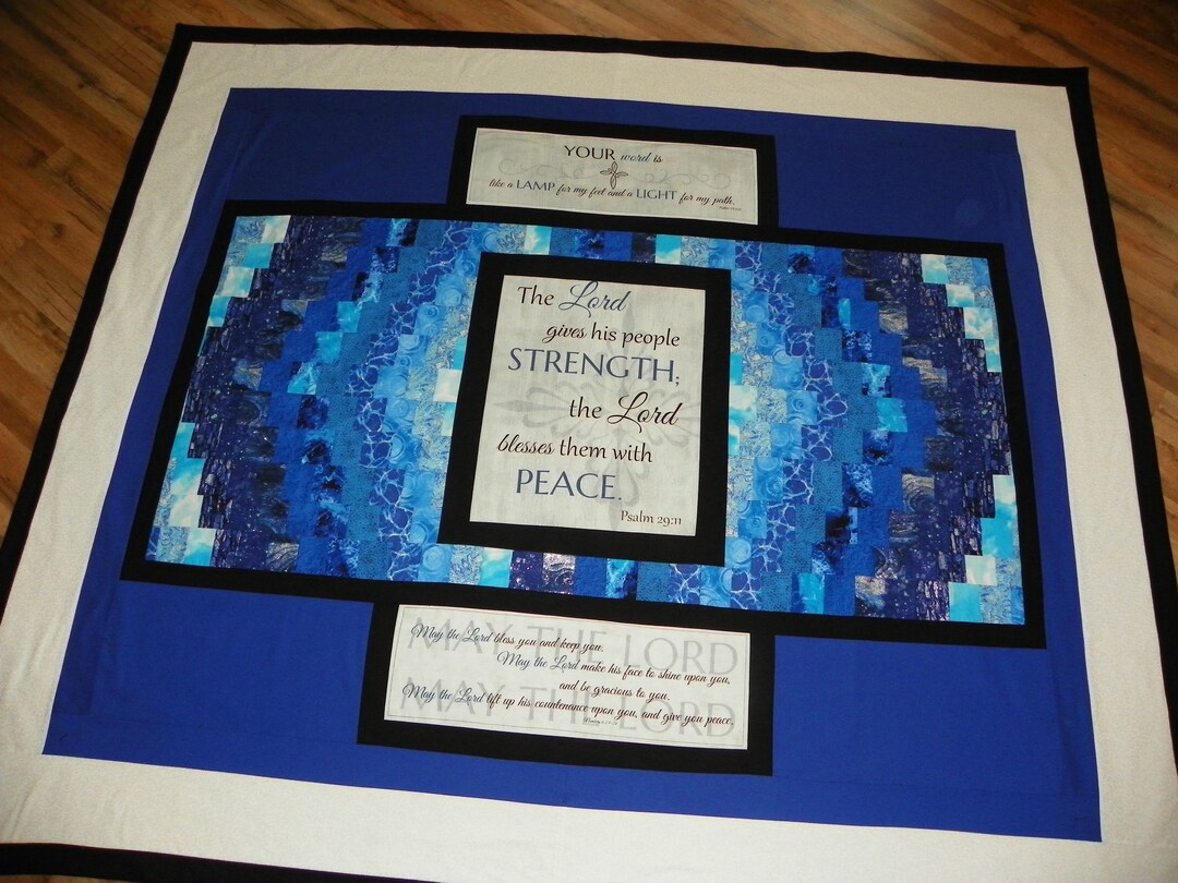 Christian Themed Homemade Quilt- Bible Verses - Blue Patchwork - Etsy