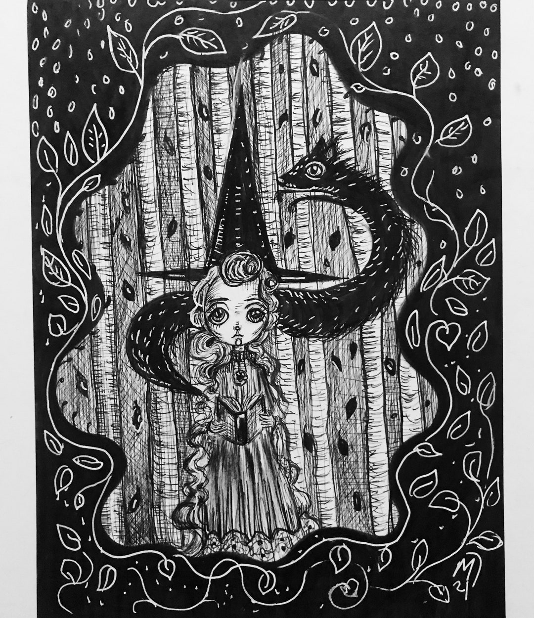 Sale! Casting Spells Original Ink Art Witch Illustration - Etsy