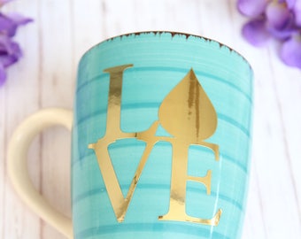 Blue and gold mug | Etsy