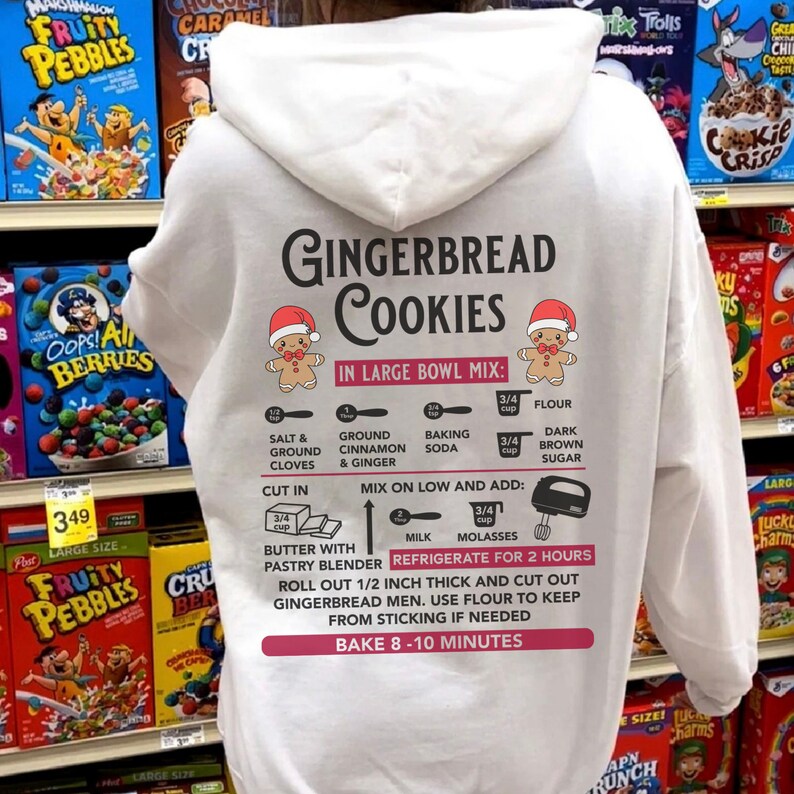 Gingerbread Cookie Recipe Hoodie: Christmas Holiday Crewneck - Etsy