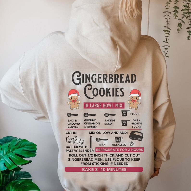Gingerbread Cookie Recipe Hoodie: Christmas Holiday Crewneck - Etsy