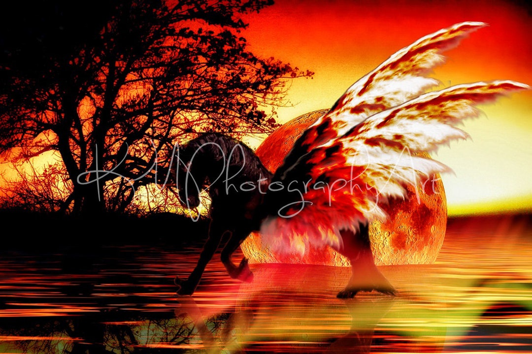 Burning Pegasus, Digital Image, Instant Download - Etsy