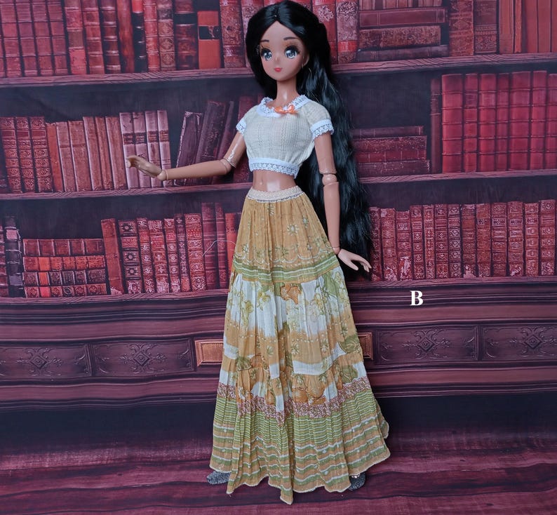 Smart Doll Long Boho Skirt of Wrinkled Chiffon for Dolls Type Smart ...