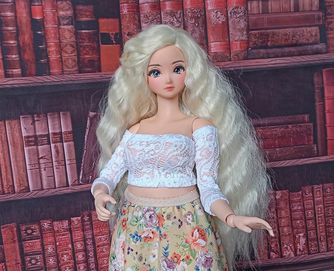 Bjd 1/3 SD Pear Body Smart Doll White Elastic Lace Guipure Top With ...