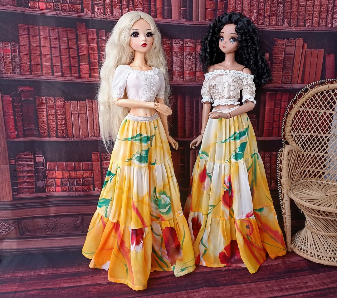 Smart doll bohemian georgette saia longa para bonecas 1/3 bjd tipo ...