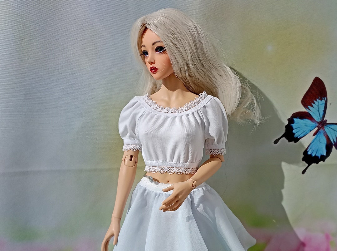 Bjd 1/4 MSD Clothes. White Summer Romantic Crop Top for Doll 17.5 /45cm ...