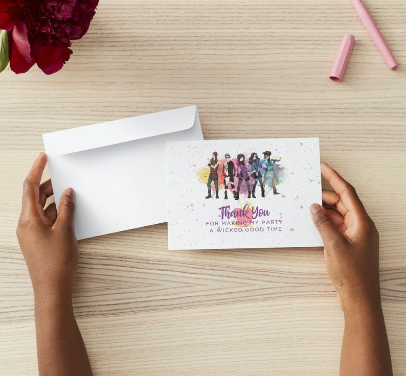 Descendants Birthday Thank You Card, Hand-painted Watercolor (digital ...