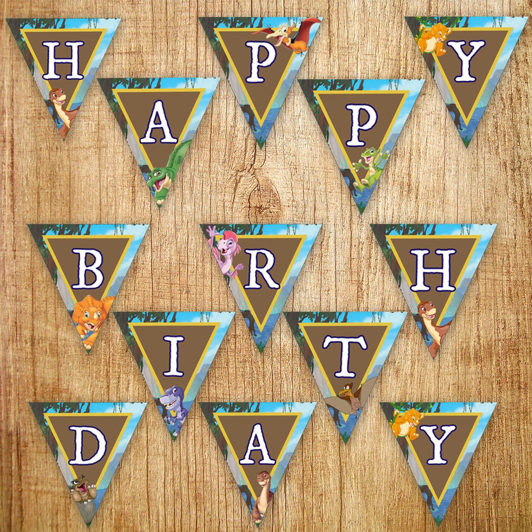 Digital File: Land Before Time Pennant Birthday Banner, DIY Banner ...