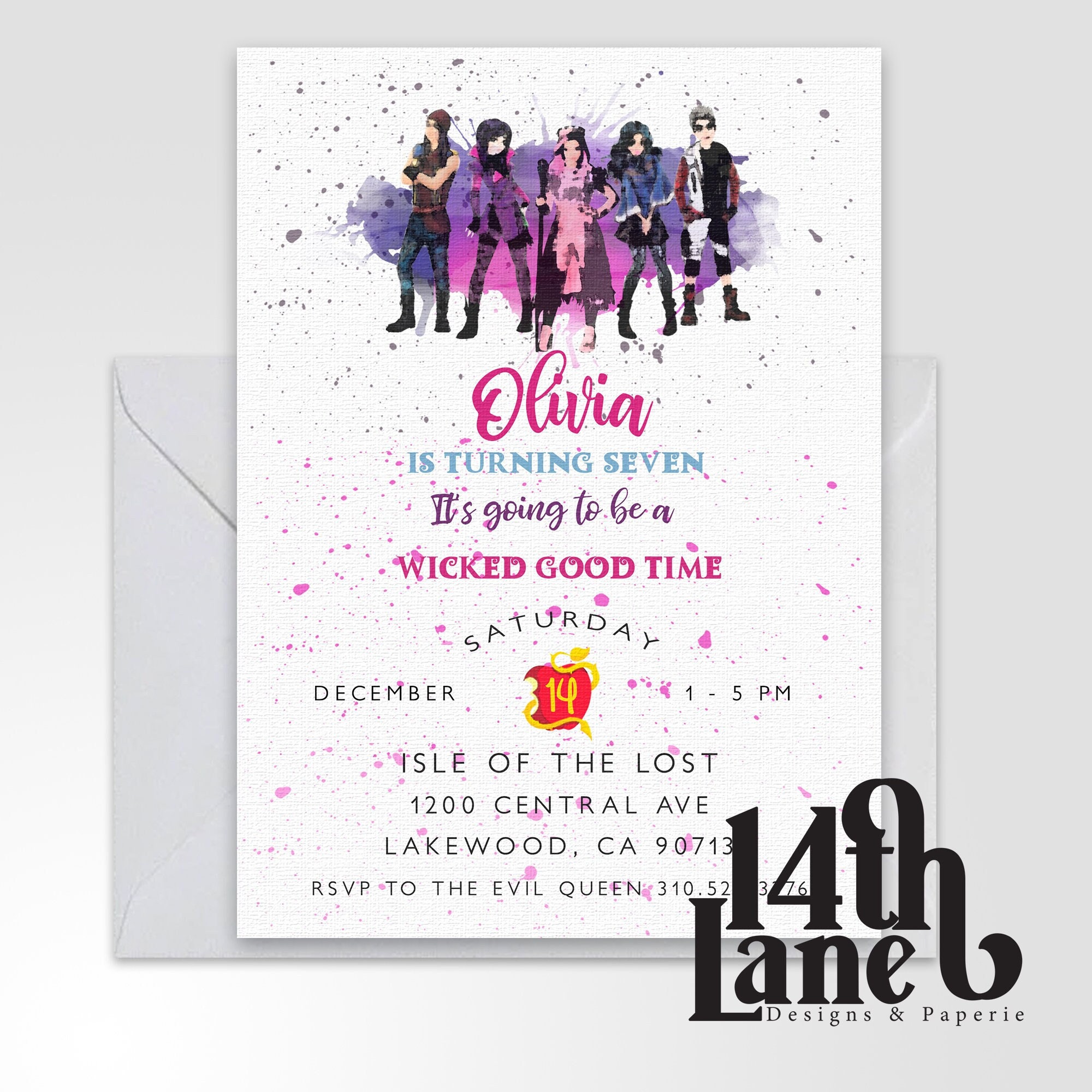 Descendants of Villains, Isle of the Lost Birthday Party Invitation ...