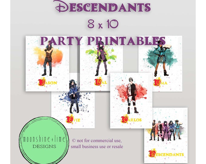 Printable Descendants Watercolor Printable Art Character Cards ...
