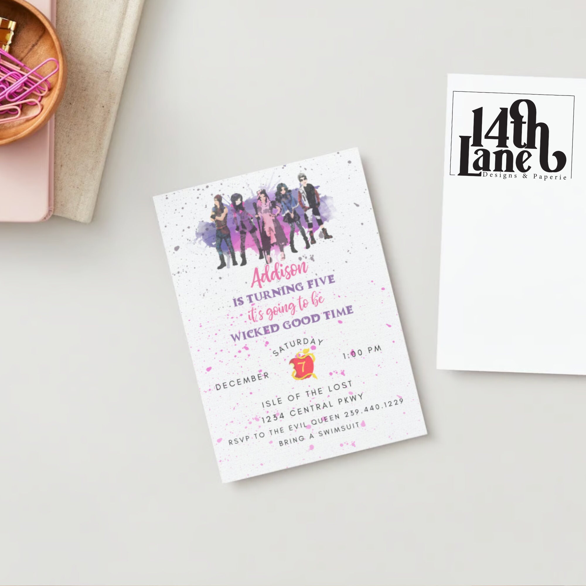 Descendants Birthday Party Invitation, Watercolor Graffiti (canva ...