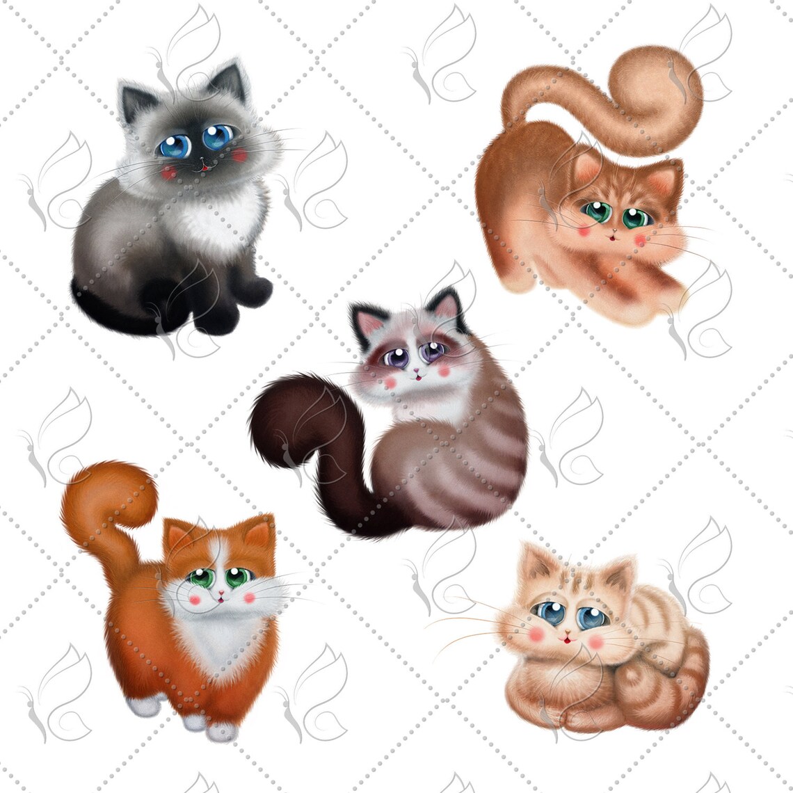 Cat Clipart, Kitten Cats Clipart, Kitty Clipart Digital Clip Art ...