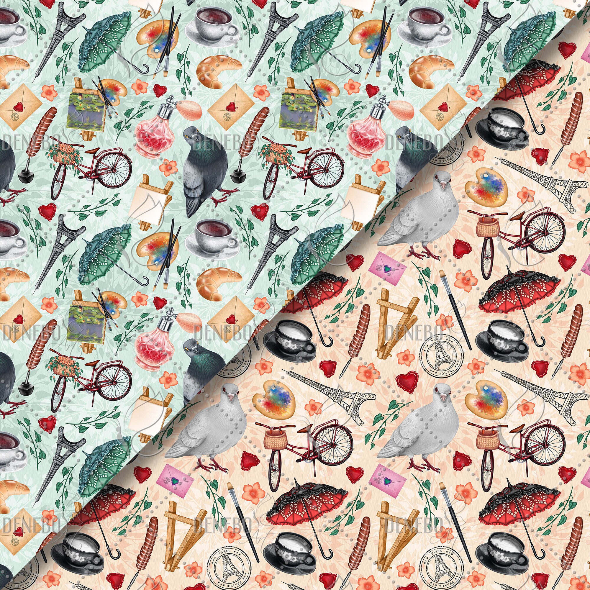 Paris Digital Paper Pack Romantic Digital Set Download Eiffel - Etsy