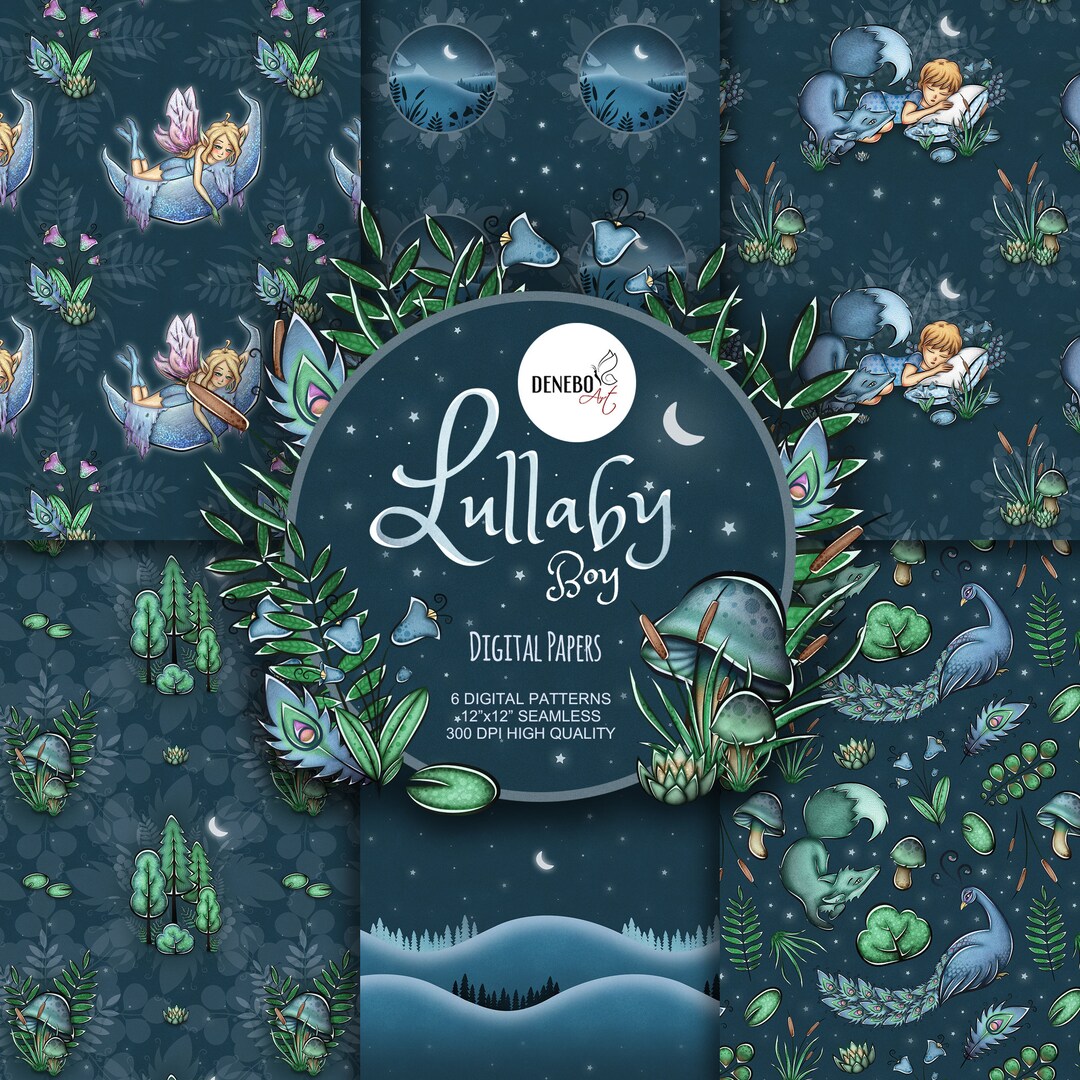 Dark Digital Paper Pack Night Sky Seamless Pattern Blue Digital Set ...