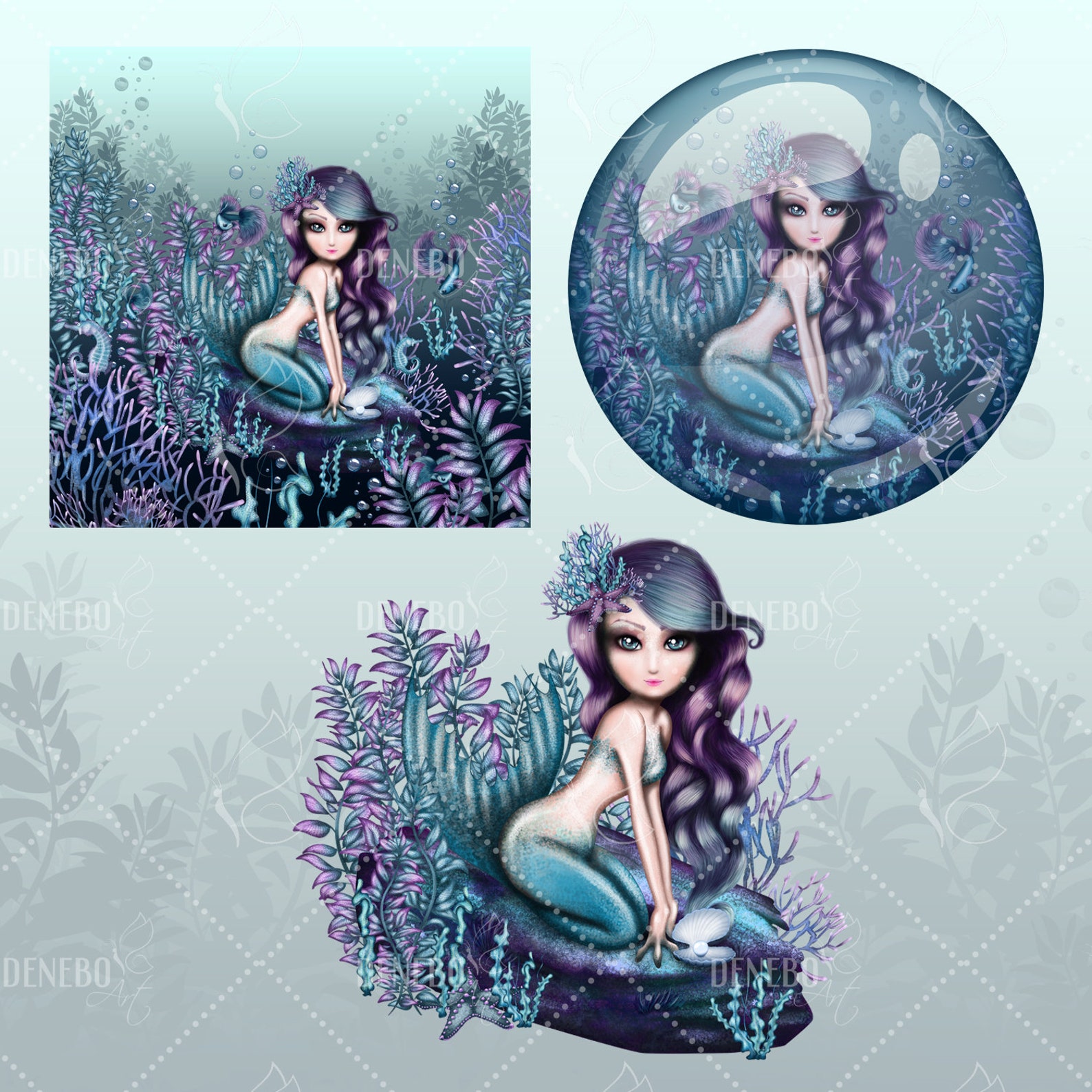 Mermaid Clipart Fairy Tale Clip Art Siren Clipart Under the Sea Clipart ...