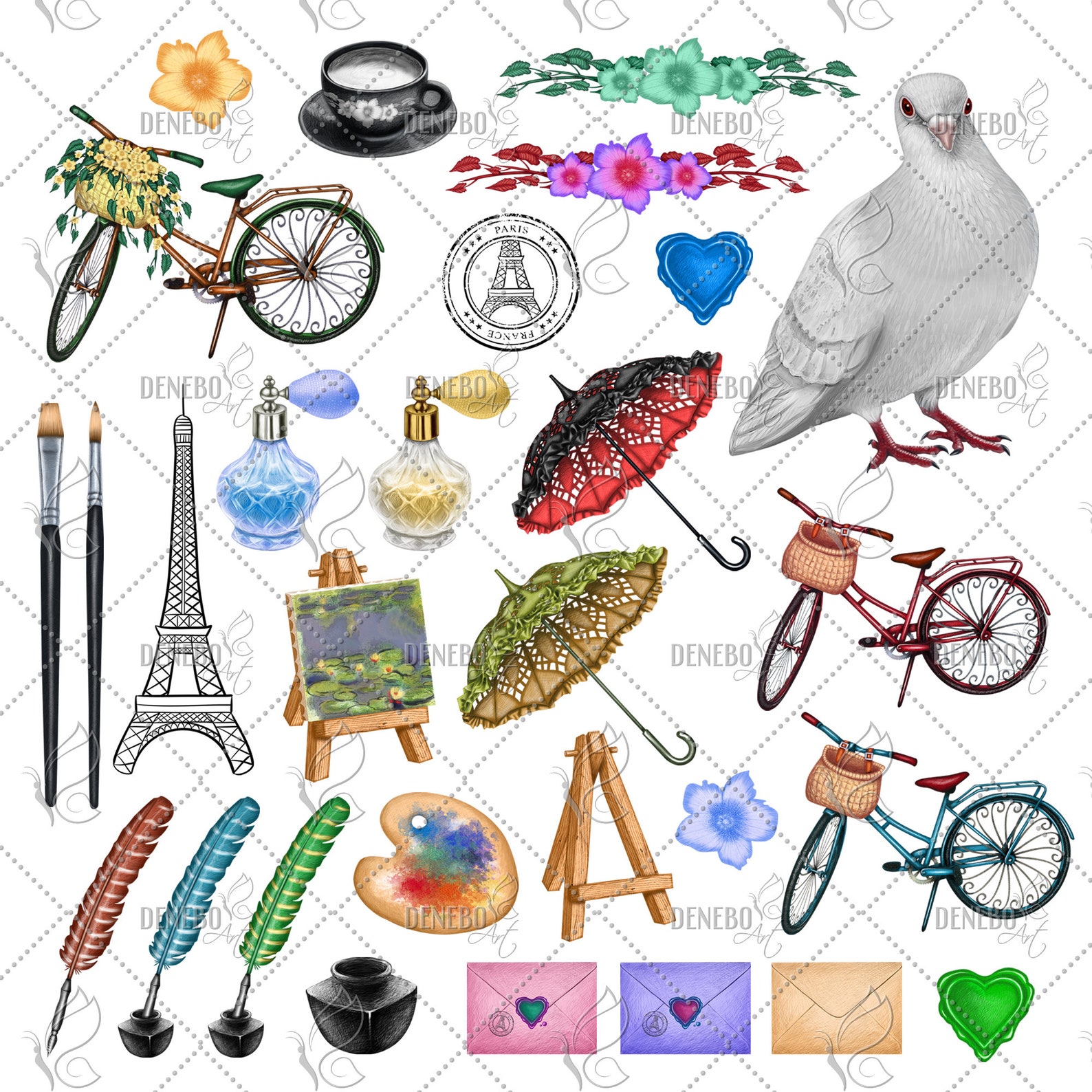 Eiffel Tower Clipart France Paris Clip Art French Style - Etsy
