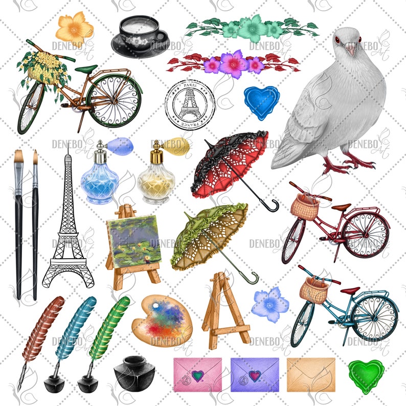 Eiffel Tower Clipart France Paris Clip Art French Style - Etsy