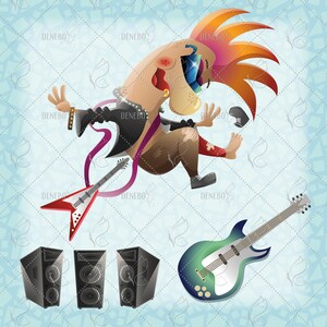 Funny Cartoon Character Clipart Crazy Rock Band Clip Art Vocalist ...