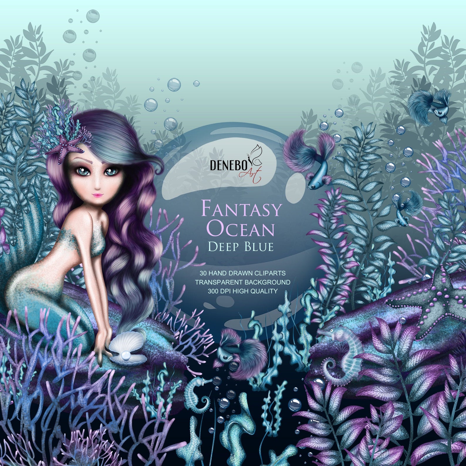 Mermaid Clipart Fairy Tale Clip Art Siren Clipart Under the Sea Clipart ...