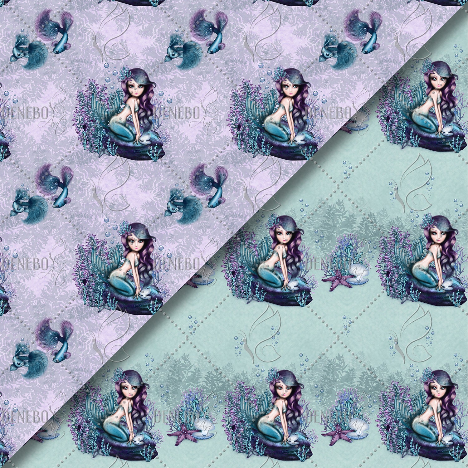 Mermaid Digital Paper Pack Fairytale Art Siren Under the Sea - Etsy