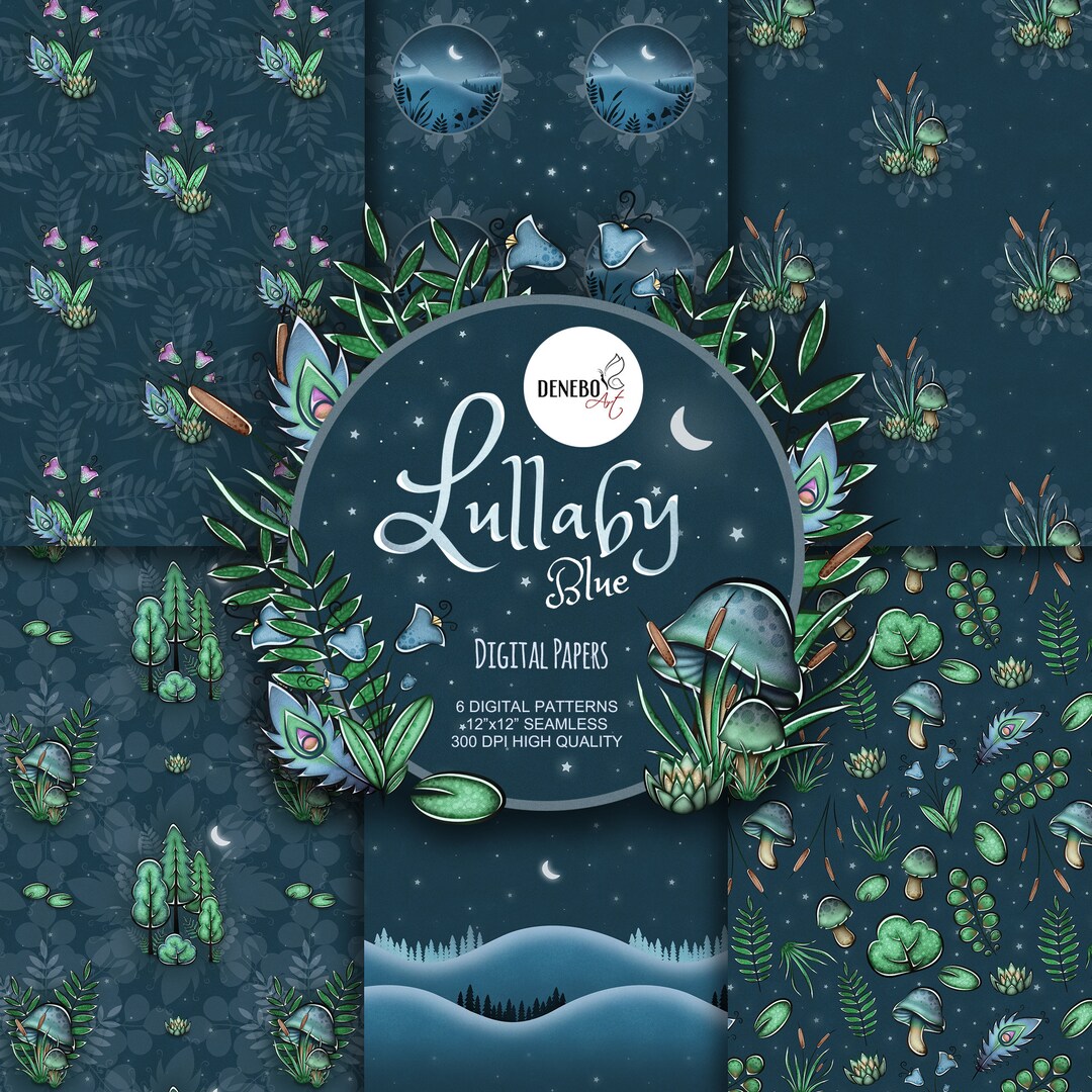 Night Sky Seamless Pattern Dark Digital Paper Pack Fairytale Repeat ...